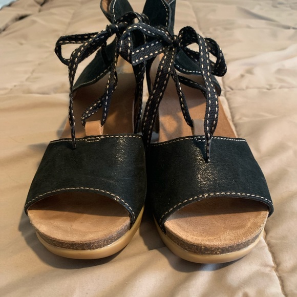 Dansko | Shoes | Super Cute Shimmery Black Danko Sandals With Heels ...